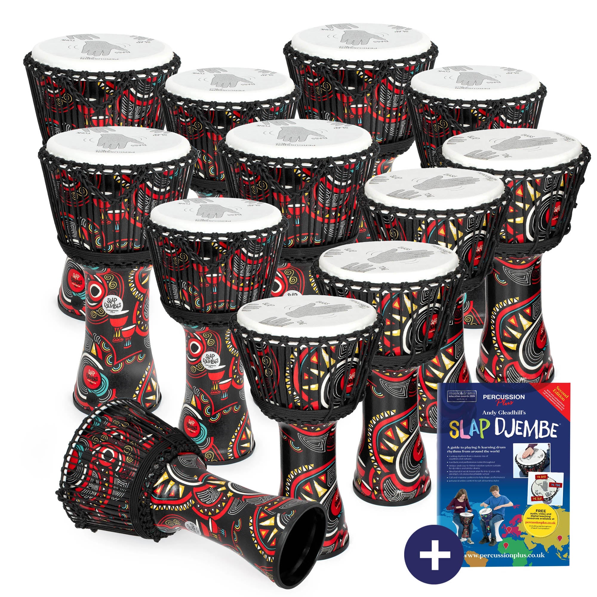 Percussion Plus Carnival Slap Djembe Secondary 12 Pack - Rope Tuned