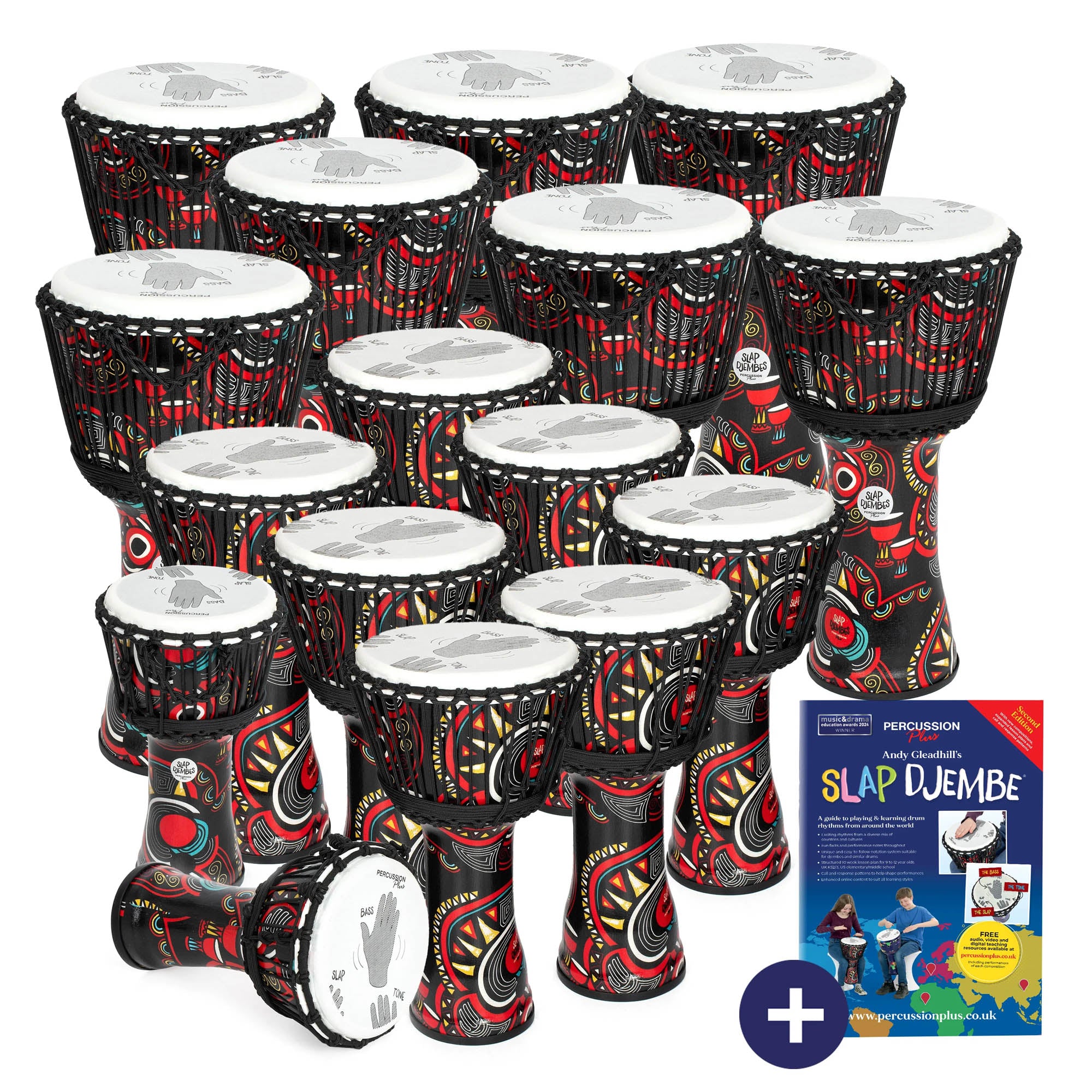 Percussion Plus Carnival Slap Djembe Secondary Pack of 16 - Rope Tuned