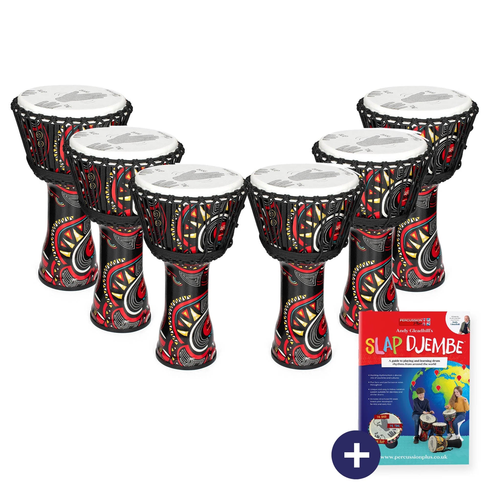 Percussion Plus Carnival Slap Djembe 6 x 7 Inch Pack - Rope Tuned